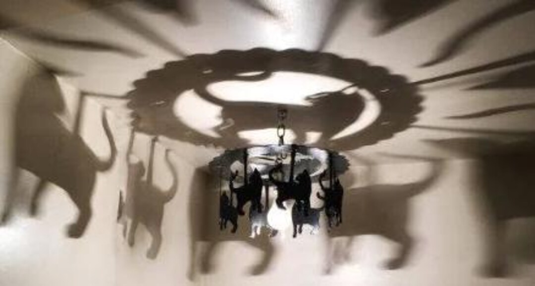 CAT Shadow Light W/ Hanging Cats - Etsy