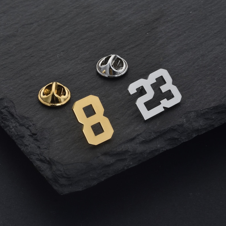 Custom Number Brooch, Gold Lapel Pin for Men, Service Anniversary Pin ...