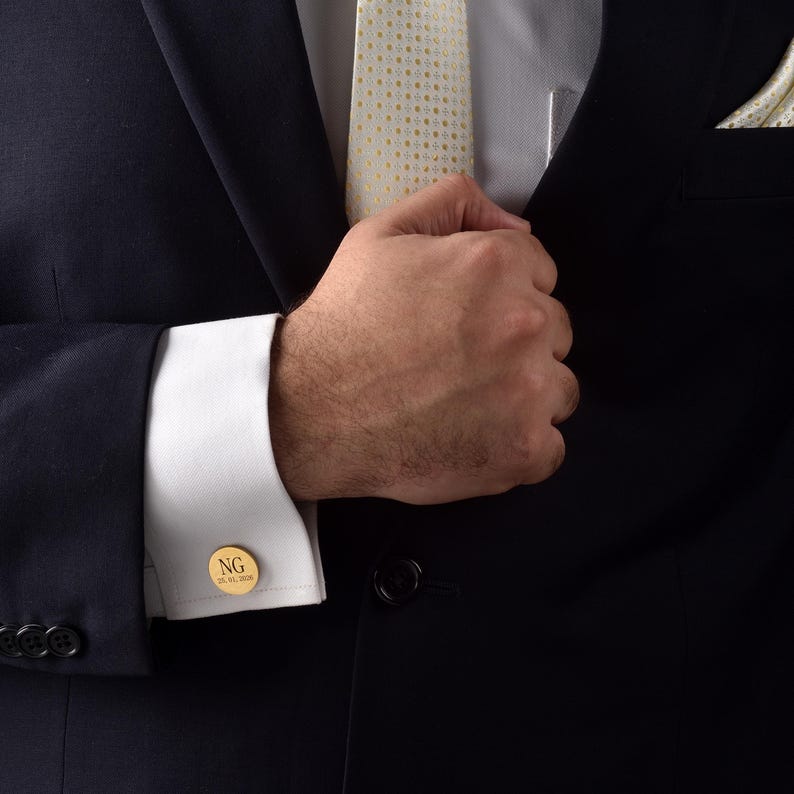 Custom Engraved Wedding Cufflinks for Groom, Personalized Wedding Cuff ...