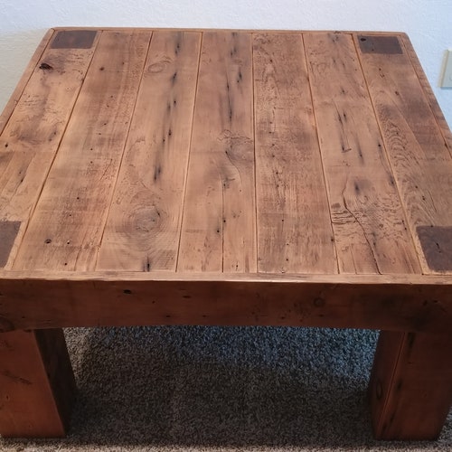 Square Coffee Table / Large Reclaimed Wood Steel Box Frame - Etsy