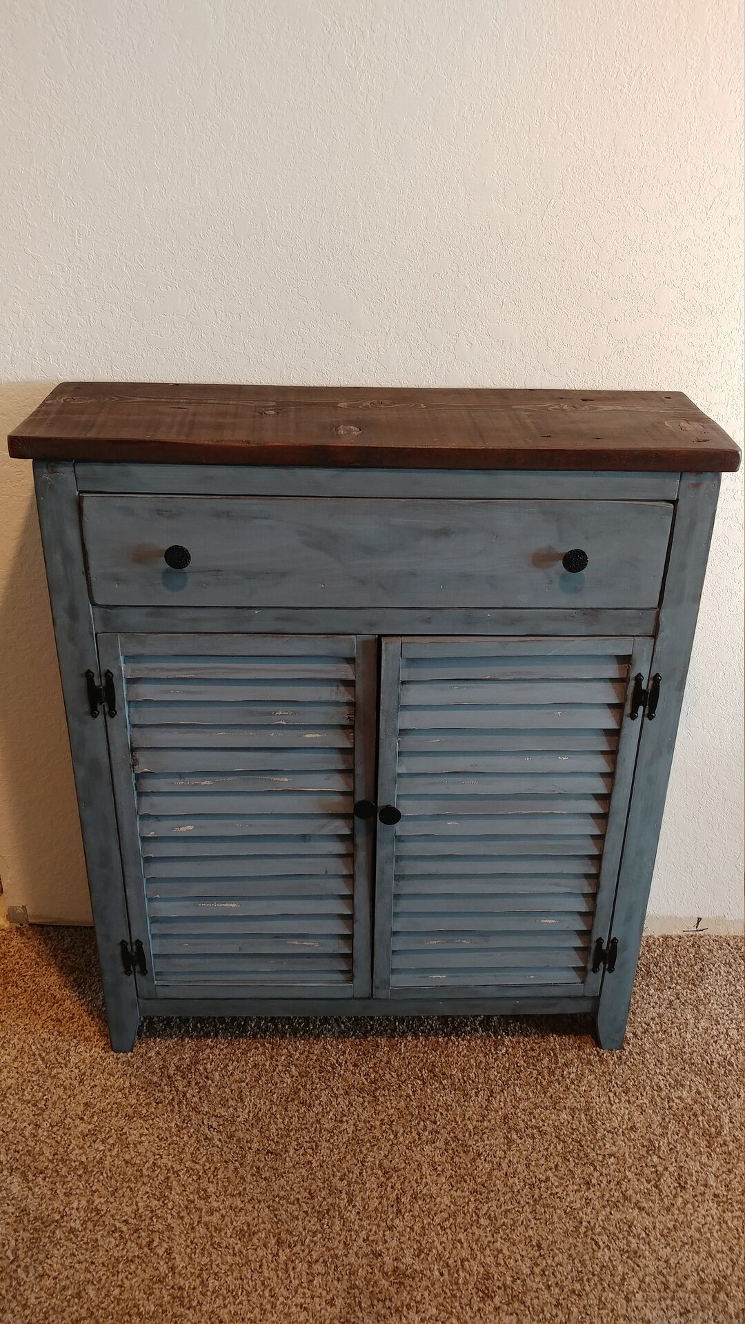 Antiqued Shutter Door Cabinet - Etsy