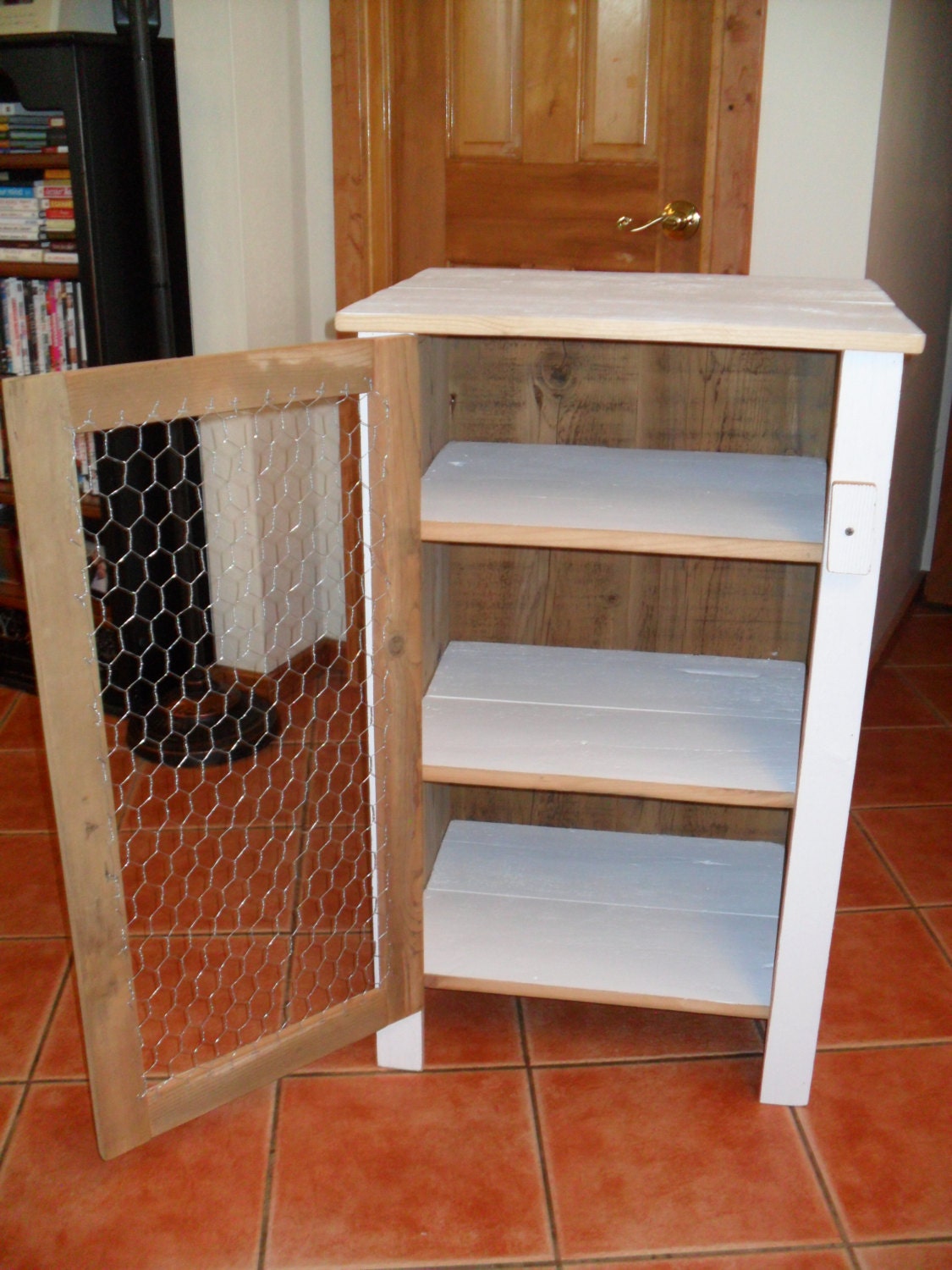 White Barn Wood Chicken Wire Cabinet - Etsy
