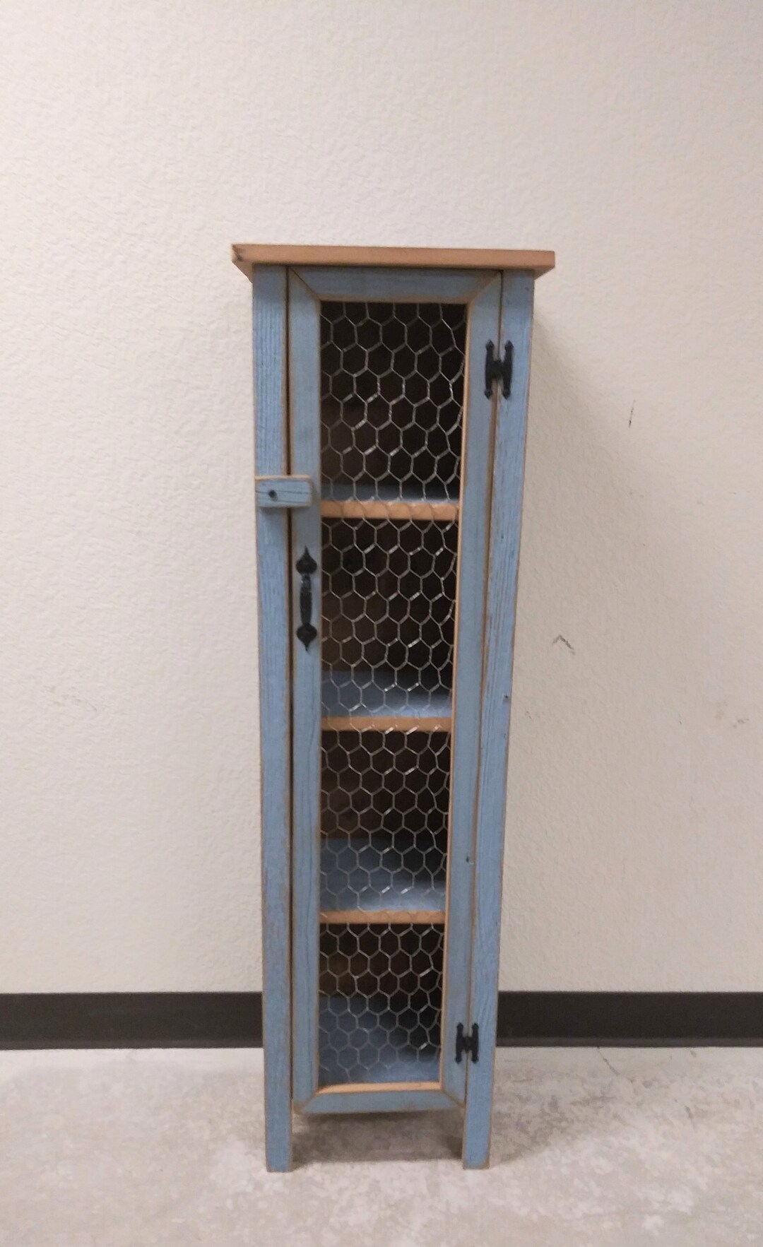 Coastal Blue Chicken Wire Door Cabinet - Etsy
