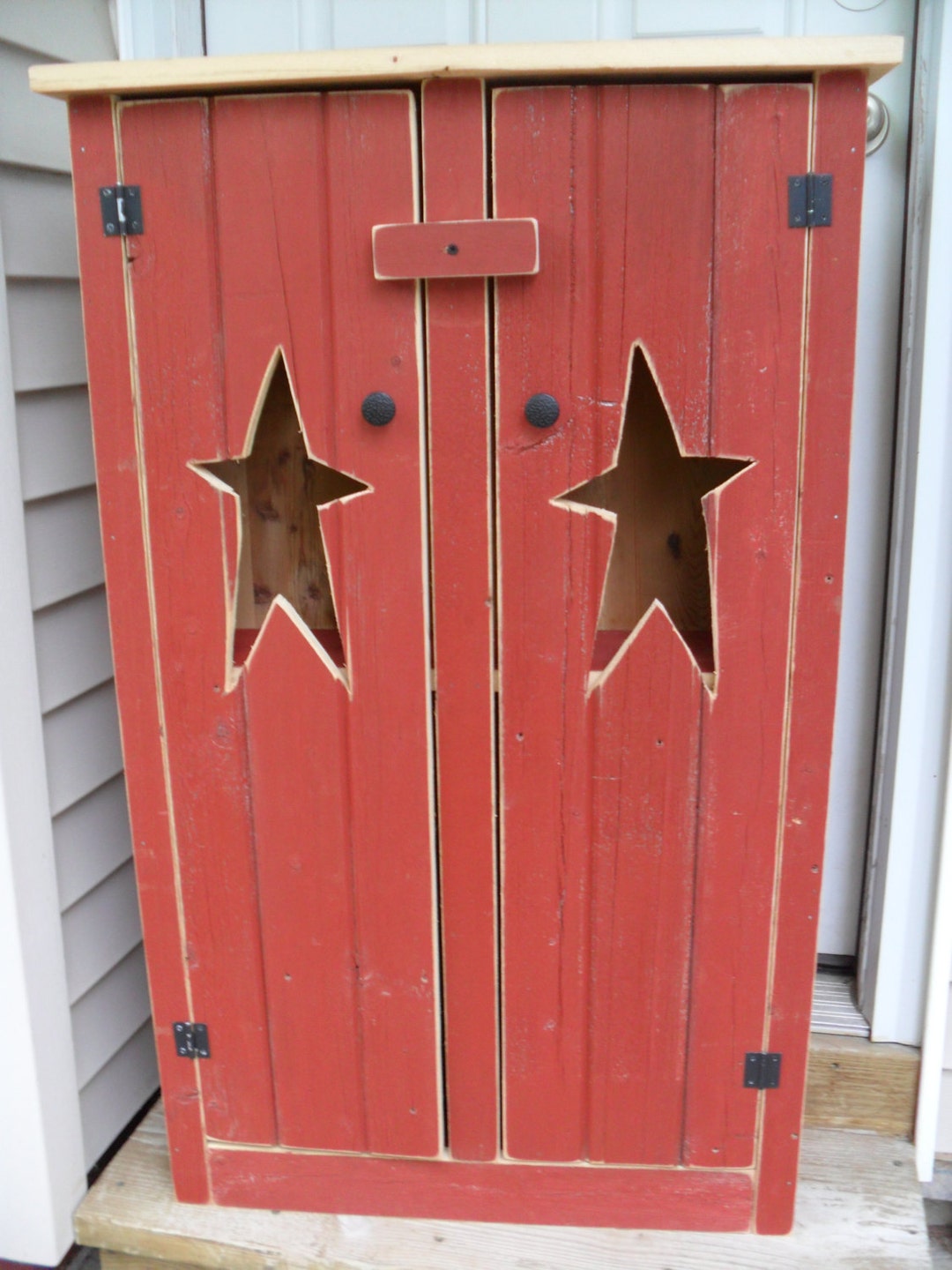 Rustic Red Star Cabinet - Etsy