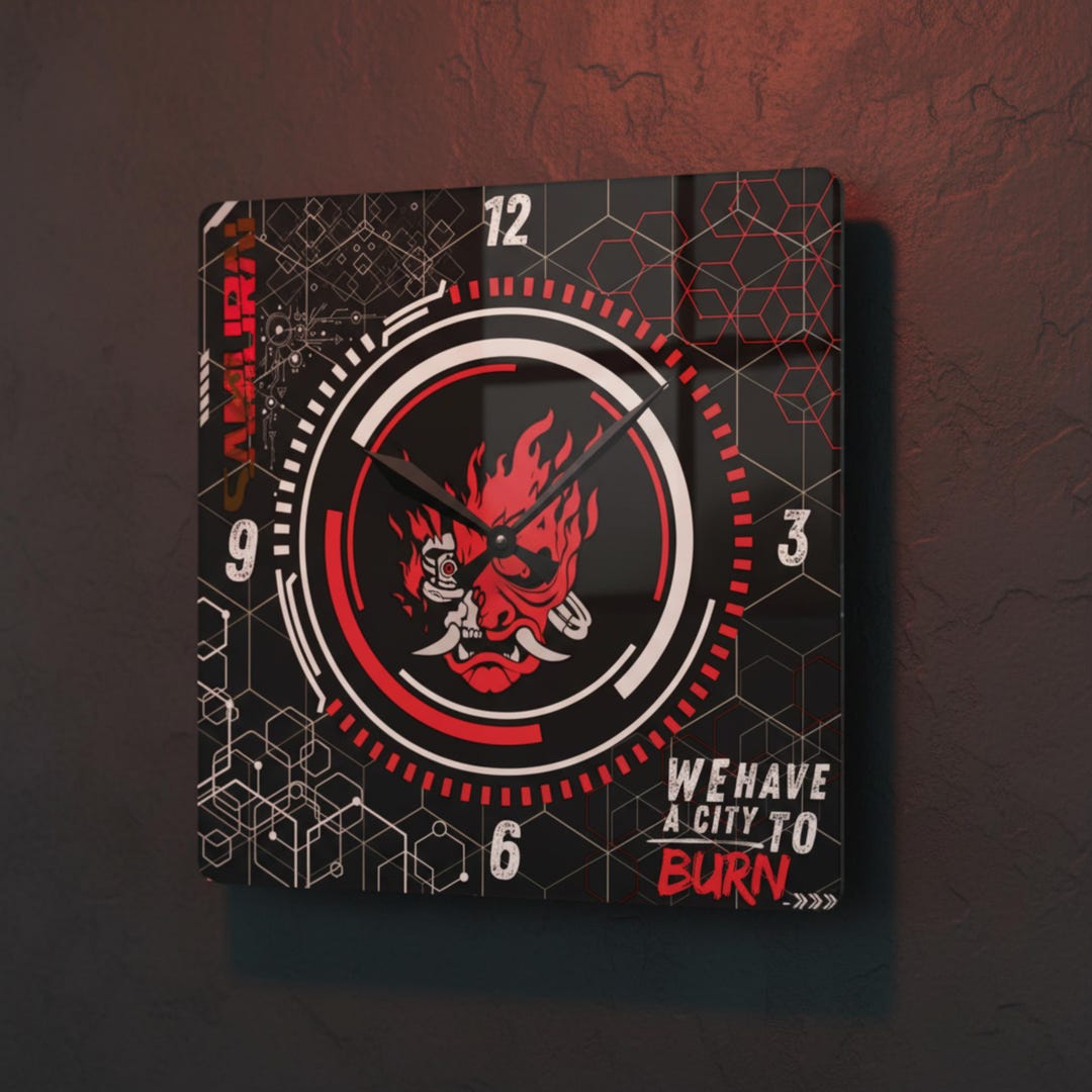 Cyberpunk 2077 Samurai Oni Mask Clock, Gaming Room Acrylic Wall Art - Etsy