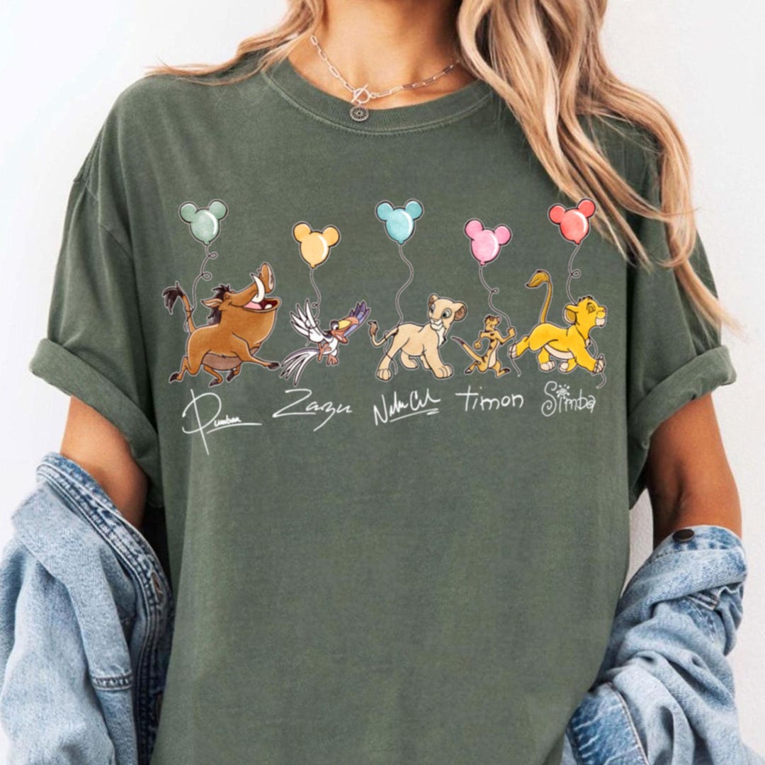 Lion King Simba Pumba Timon Zazu Balloon Watercolor Comfort Colors ...