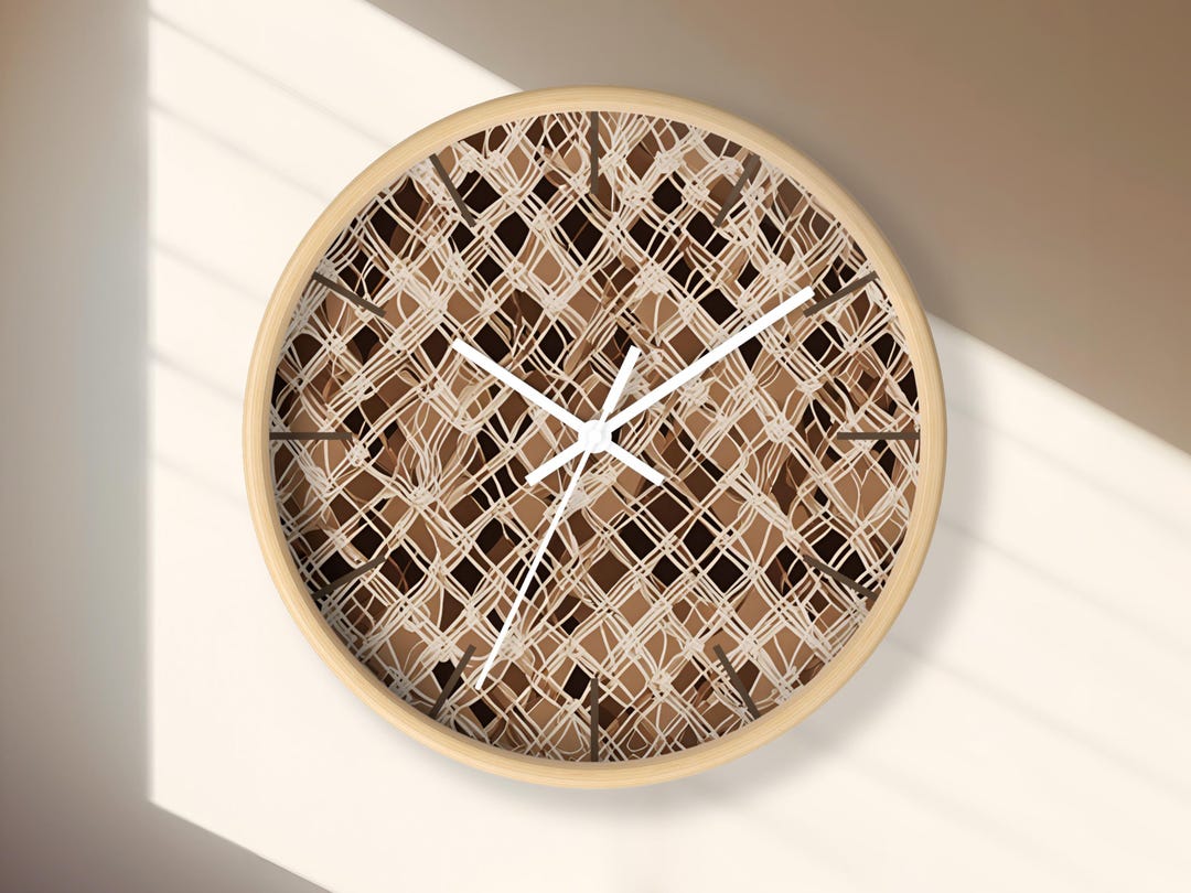 Abstract Line Art Wall Clock Neutral Modern Wall Decor Beige Minimalist ...
