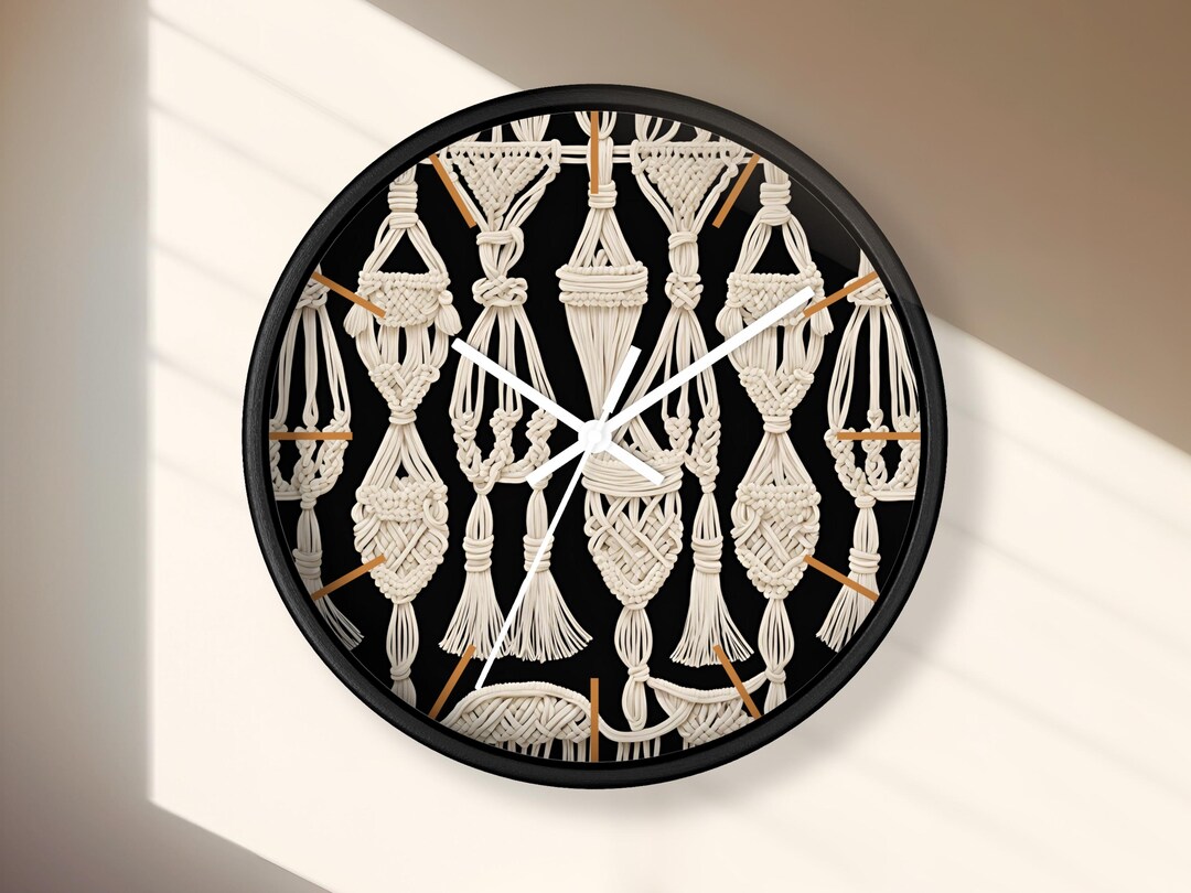 Boho Wall Clock With Woven Texture for Modern Living Room Bedroom ...