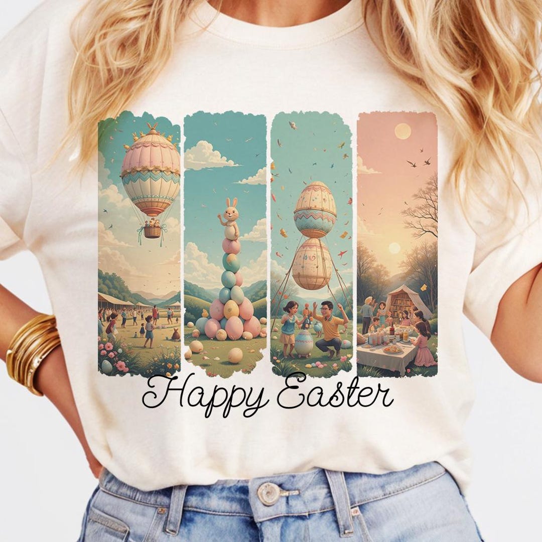 Happy Easter PNG, Balloon Festival Digital Download, Family Pastel ...