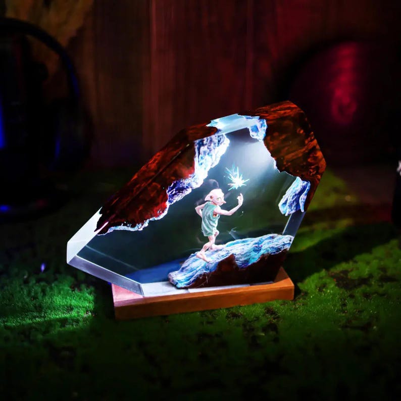 Dobby Resin Lamp, Harry Potter Elf Decor, Magical Handmade Night Light ...
