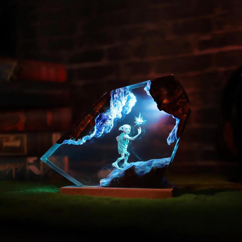 Dobby Resin Lamp, Harry Potter Elf Decor, Magical Handmade Night Light ...