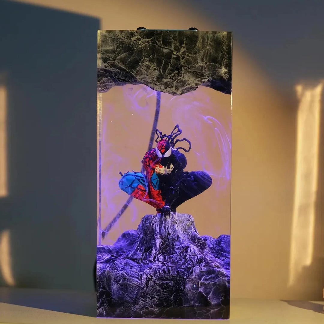 Spider-man Venom Marvel Comics Resin Lamp Anime Resin Lamp, Handmade ...