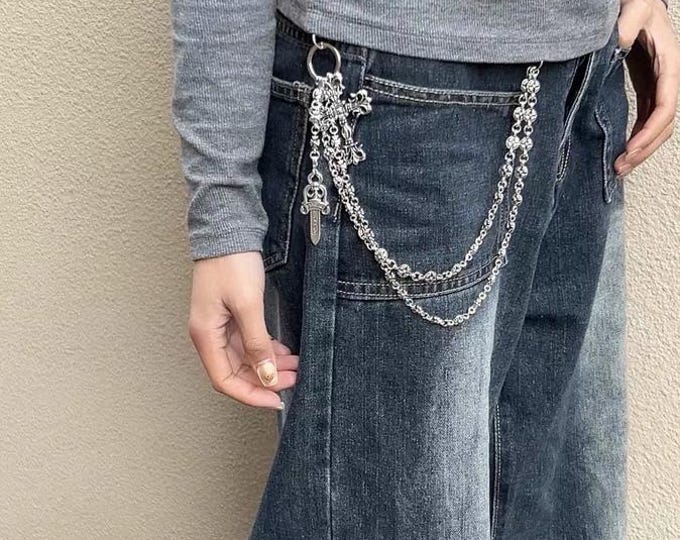 Vintage Y2K Early 2000's DSQUARED Biker Wallet Chain W/ Tasseled Metal ...