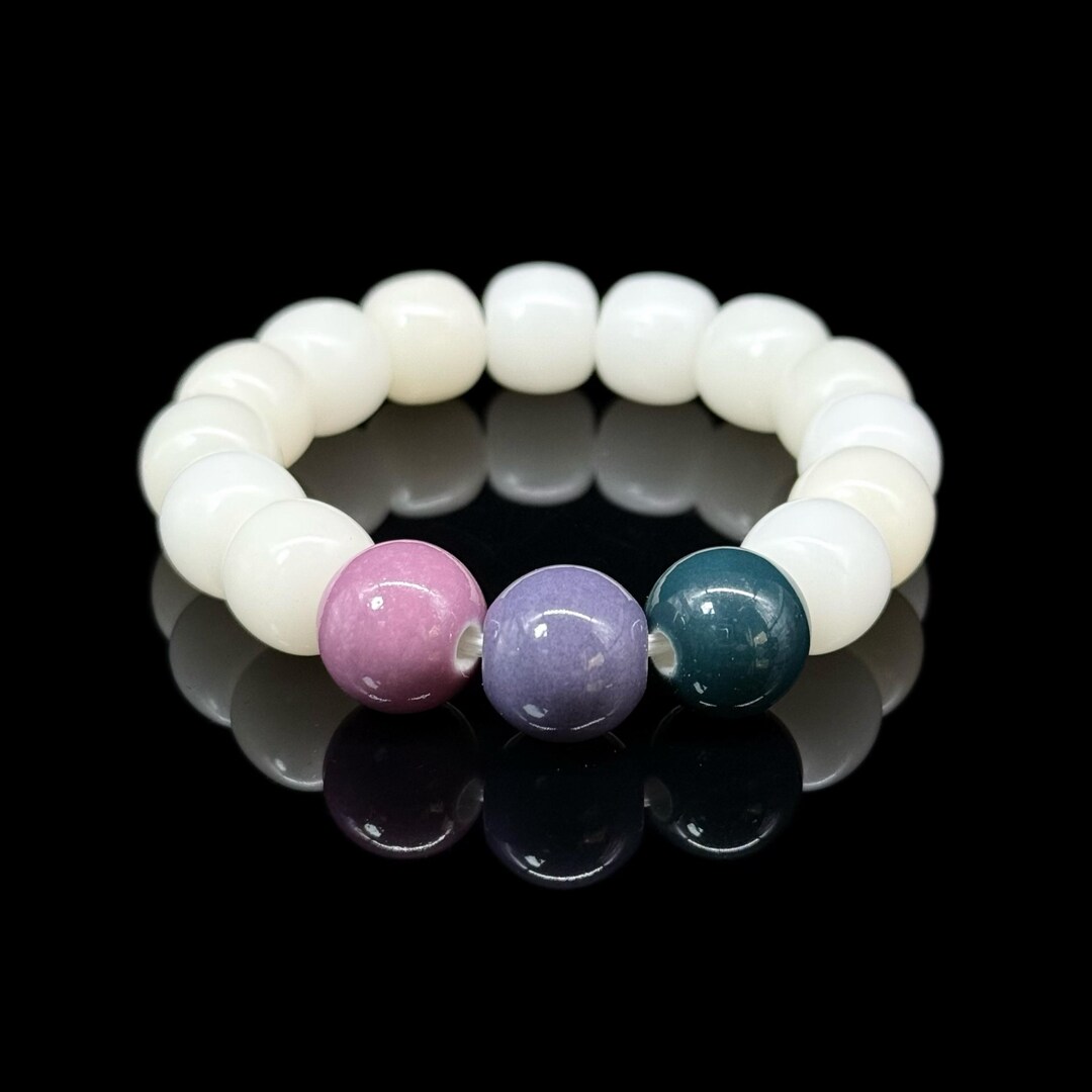 Hand-strung White Jade Bodhi Incense Ash Bead Bracelet Temple Spiritual ...