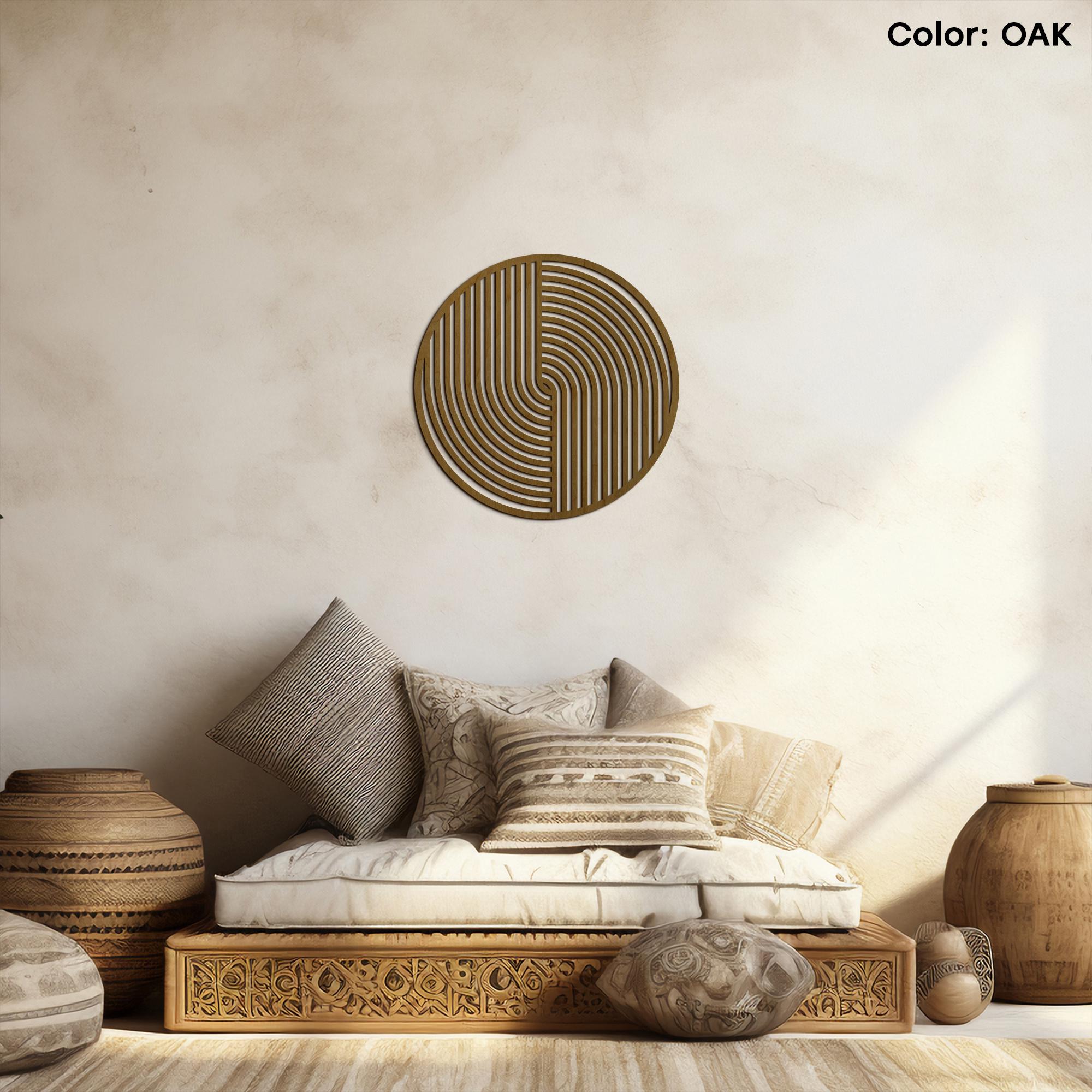 Round Wood Wall Art, Geometric Circle Art, Modern Round Decor,boho ...