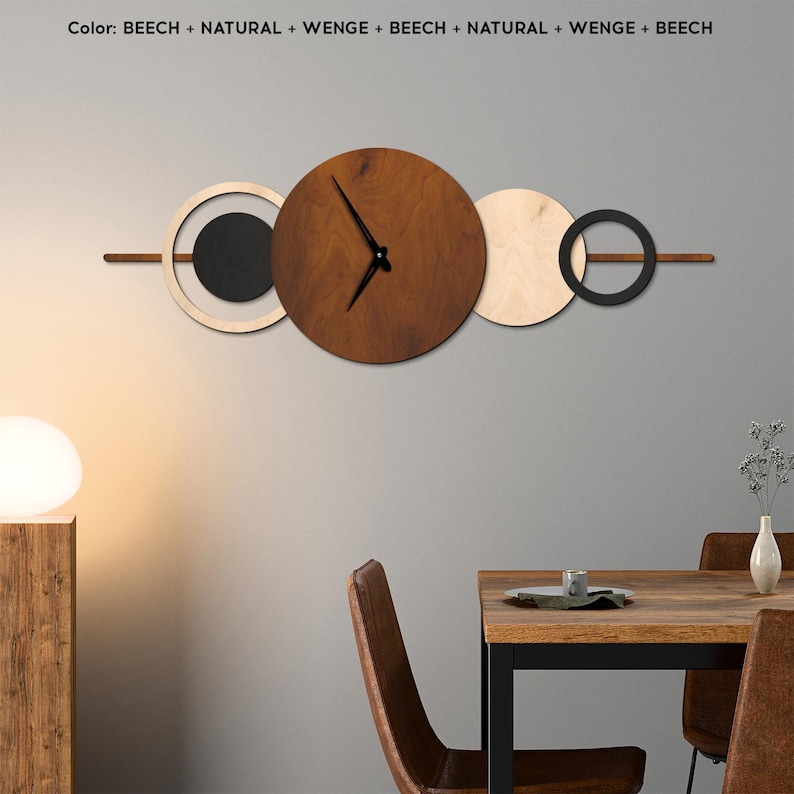 Triple Circle Clock, Circle Wall Clock, Large Abstract Wall Clock ...