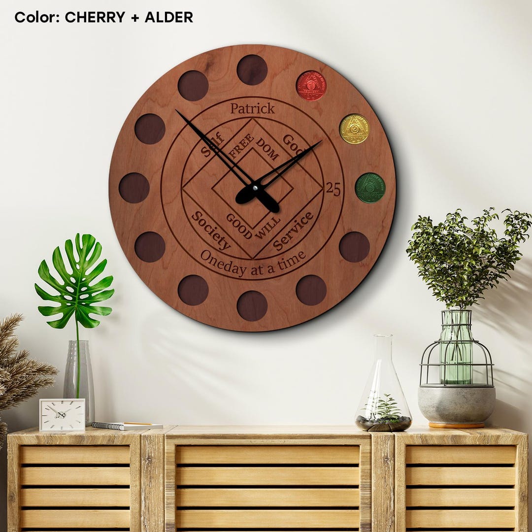 Personalised Recovery Clock, Sobriety Chip Keeper, Sobriety Clock ...