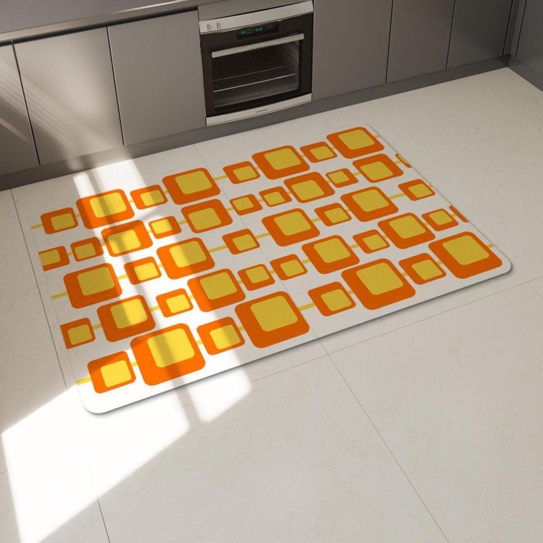 Burnt Orange Rugs for Living Room, 70s Pattern Rugs, Retro Style Rugs ...