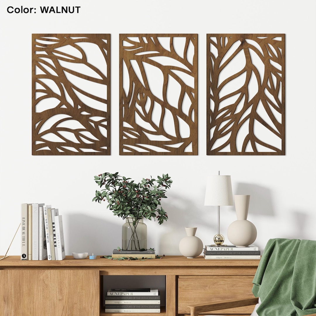 Wooden Leaf Wall Decor, Wooden Leaf Wall Art, Botanical Wood Art Panels ...