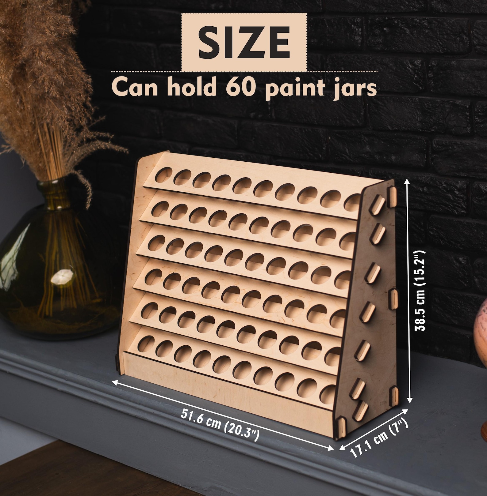 Wood Paint Organizer, Wooden Paint Jar Holder, Acrylic Paint Rack ...