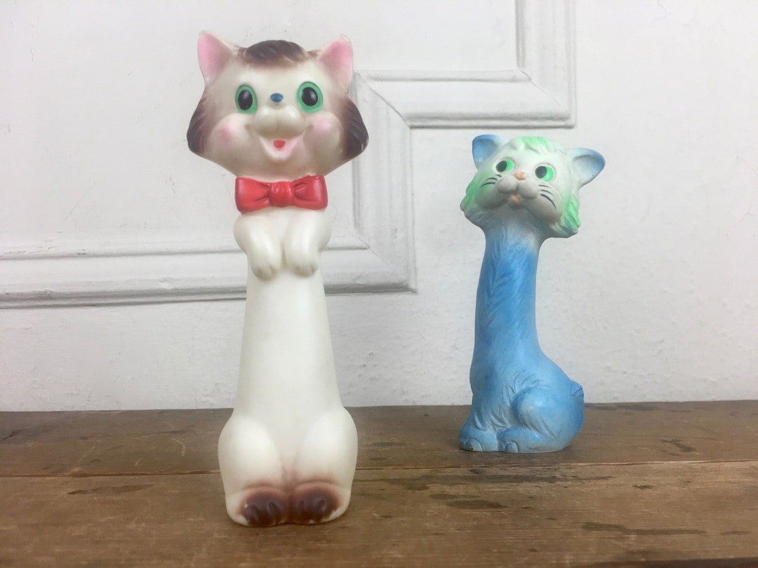 Meow, 1970s Vinyl Squeaky Cat Toys - Vintage Baby Squeak Toy ...