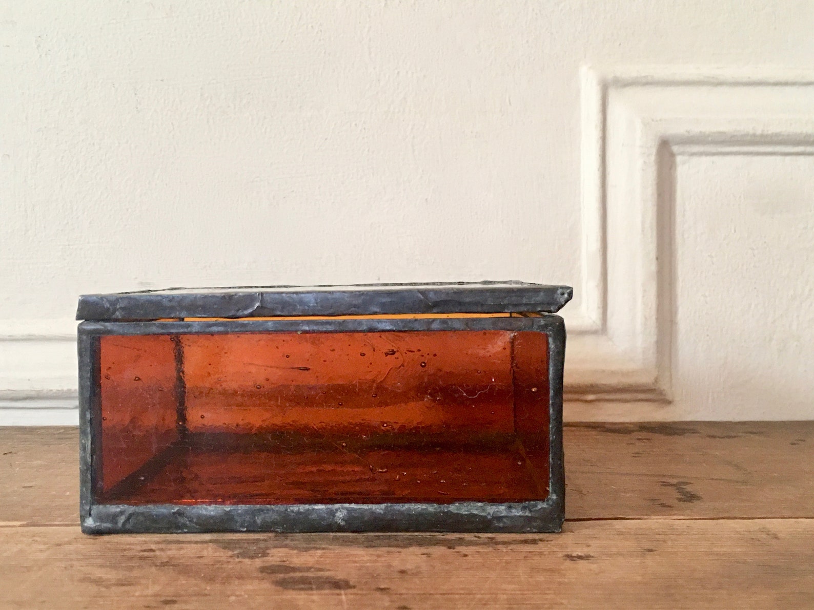 The Feathered Box Vintage Brown Amber Swag Glass Jewelry Box - Etsy