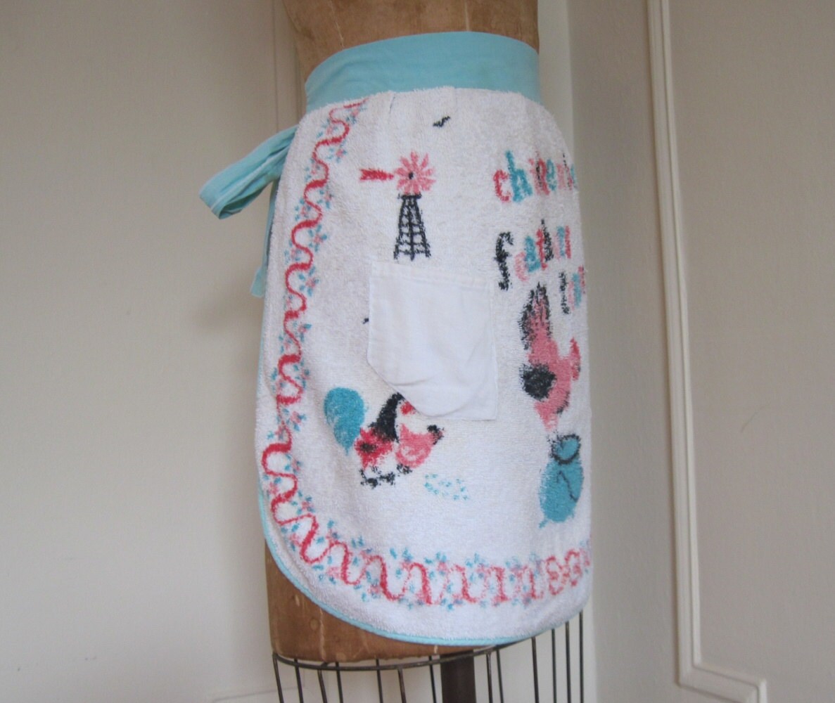Vintage Terrycloth CHICKEN Kitchen APRON Chicken Today ... - Etsy
