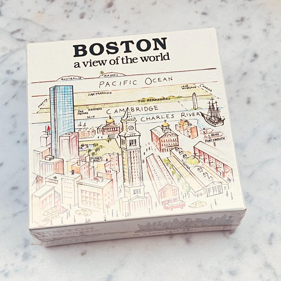 BOSTON - 1980s A View of the World Mini Puzzle - Vintage Souvenir ...