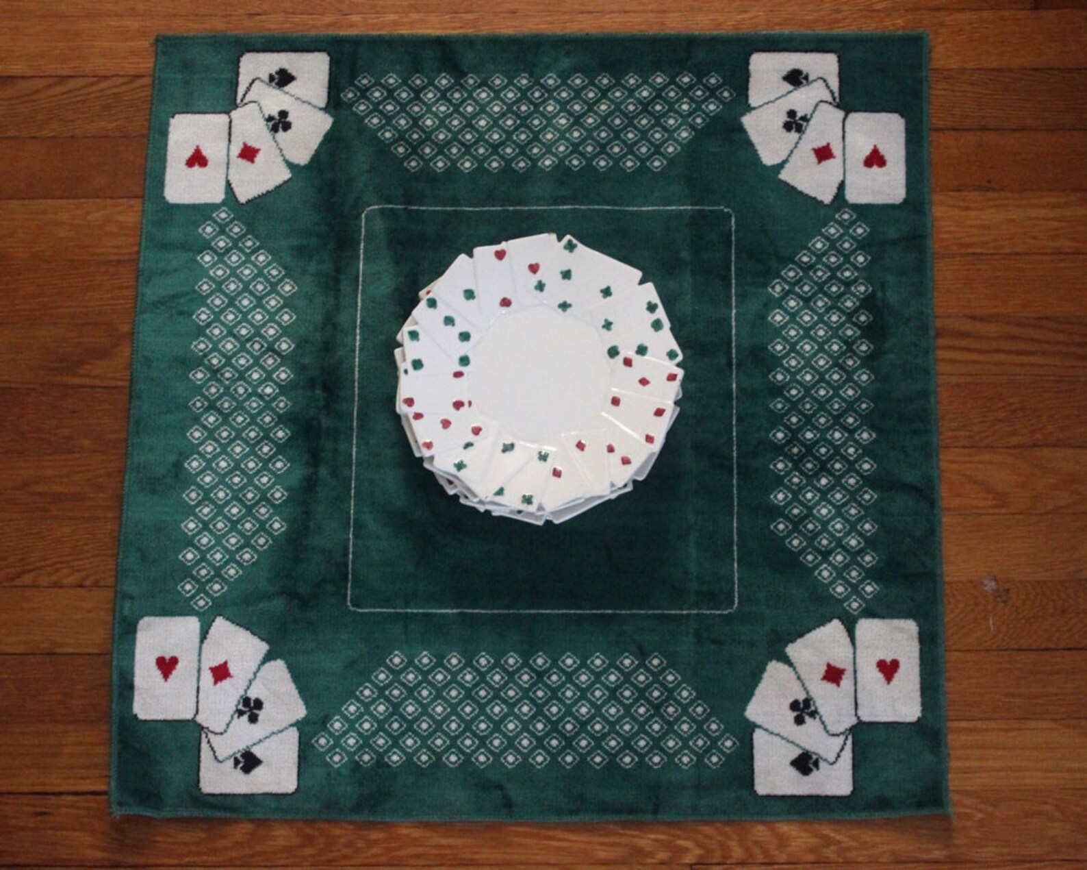 Retro GAME NIGHT 1950s set of 4 plates red green playing | Etsy