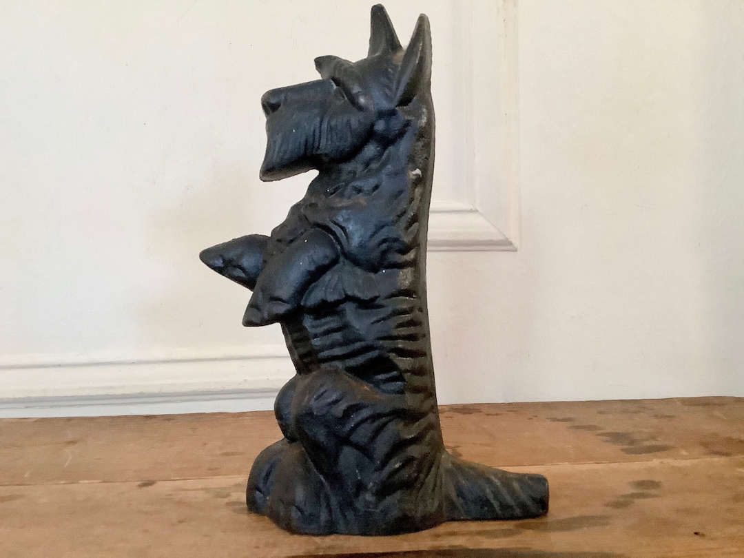 Vintage Victorian Revival Black Cast Iron Dog Doorstop - Scotty ...