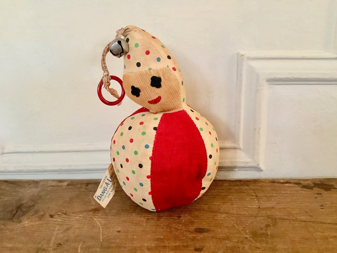 1960s Roly Poly Musical CLOWN Doll, Dang-a-ling by Softskin Toys Plush ...
