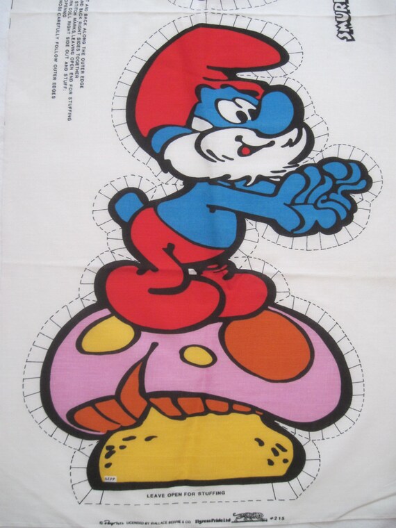 PAPA SMURF Doll 1980s Cotton Pre Printed Fabric Pillow - Etsy