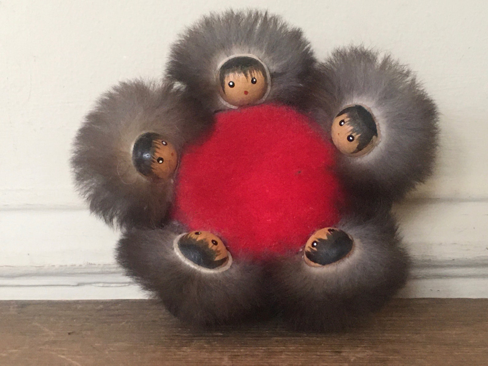 Vintage Inuit Blanket Toss Pin Cushion, Made in Alaska With Wooden ...