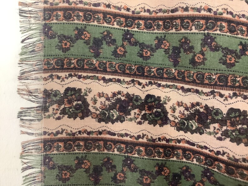 1980s Square Table Scarf / Shawl Bohemian Floral Stripes - Etsy