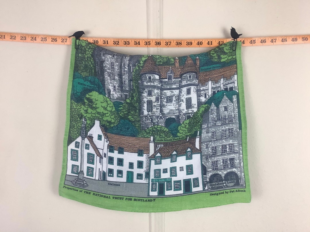 The Scottish Hamlet, Pat Albeck NATIONAL TRUST Linen Tea Towel, Vintage ...