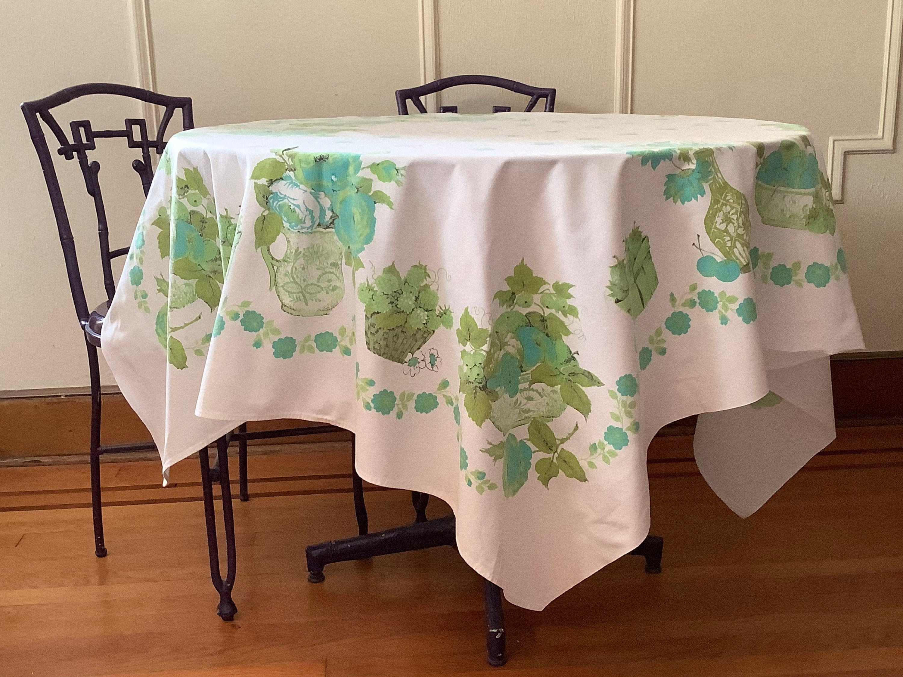 1950s Aqua & Jadeite Green Tablecloth Vintage Linen Oblong - Etsy