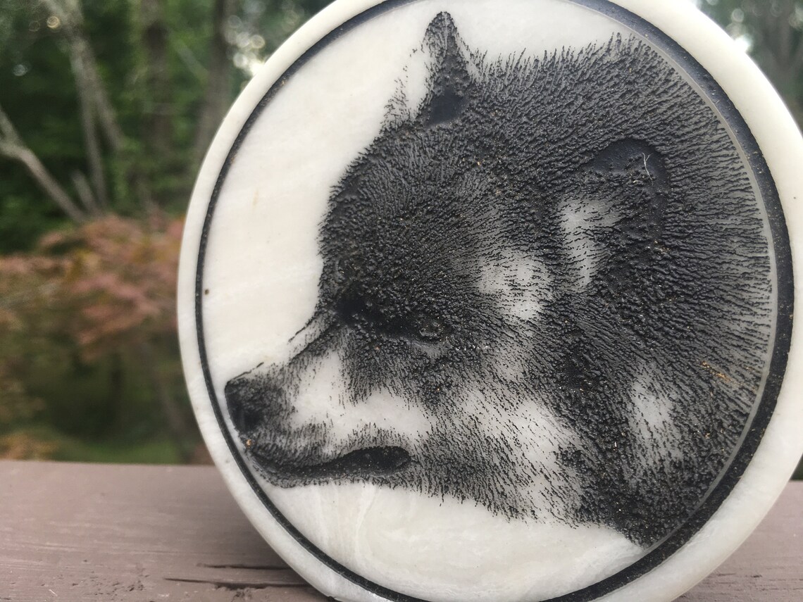 The Lone Wolf Vintage Etched Cultured Marble Plaque - Etsy