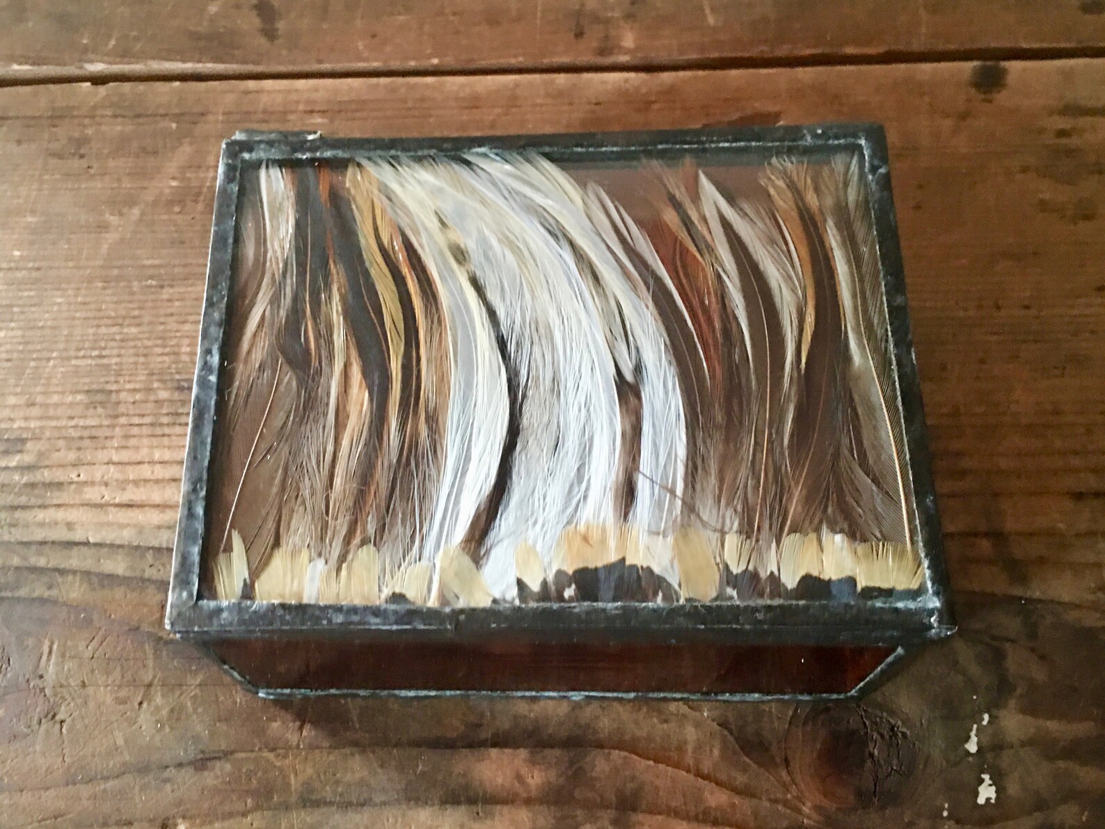 The Feathered Box Vintage Brown Amber Swag Glass Jewelry Box - Etsy