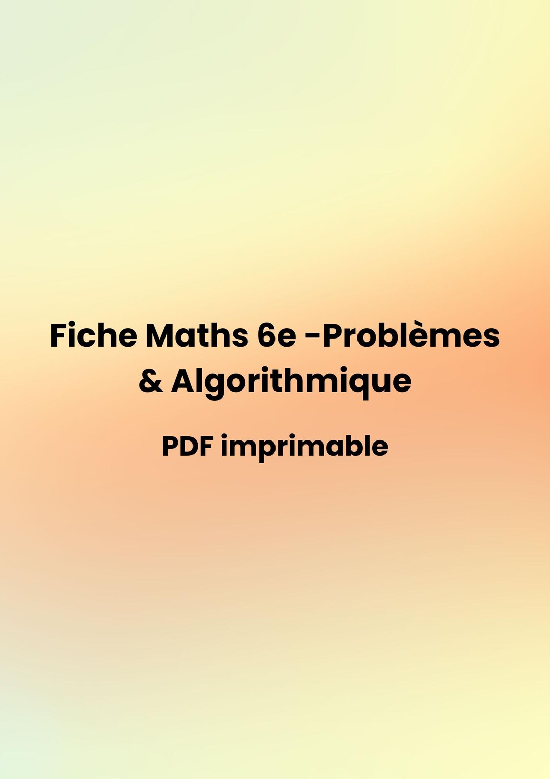 6th Grade Math Problem Solving + Beginner Algorithms – Clear PDF Sheet ...