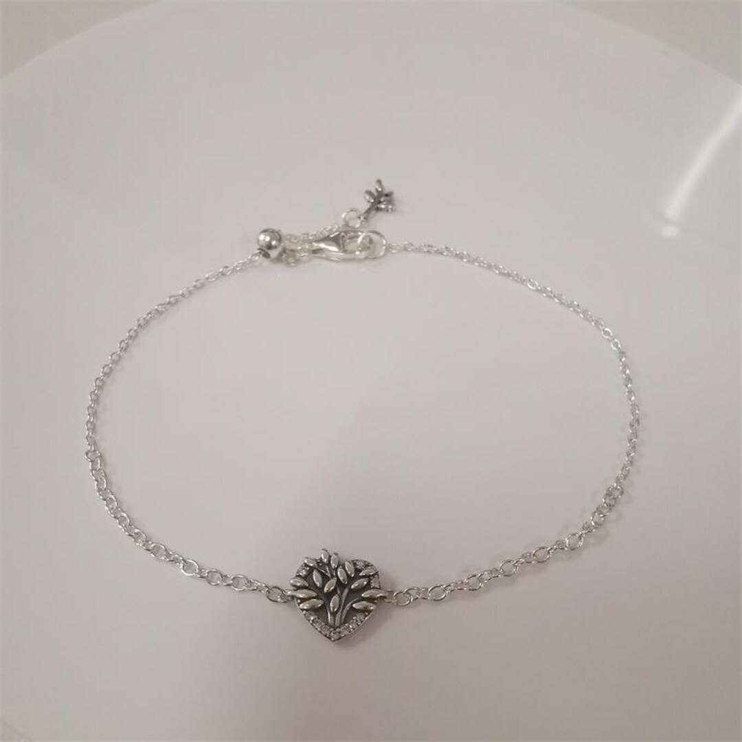 Pandora Silver Jewelry Heart Family Tree Chain Bracelet - Etsy