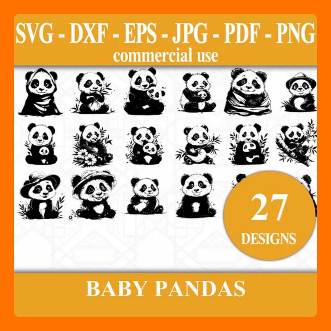 Baby Pandas SVG Bundle - Cute Panda Clipart for Baby Shower, Nursery ...