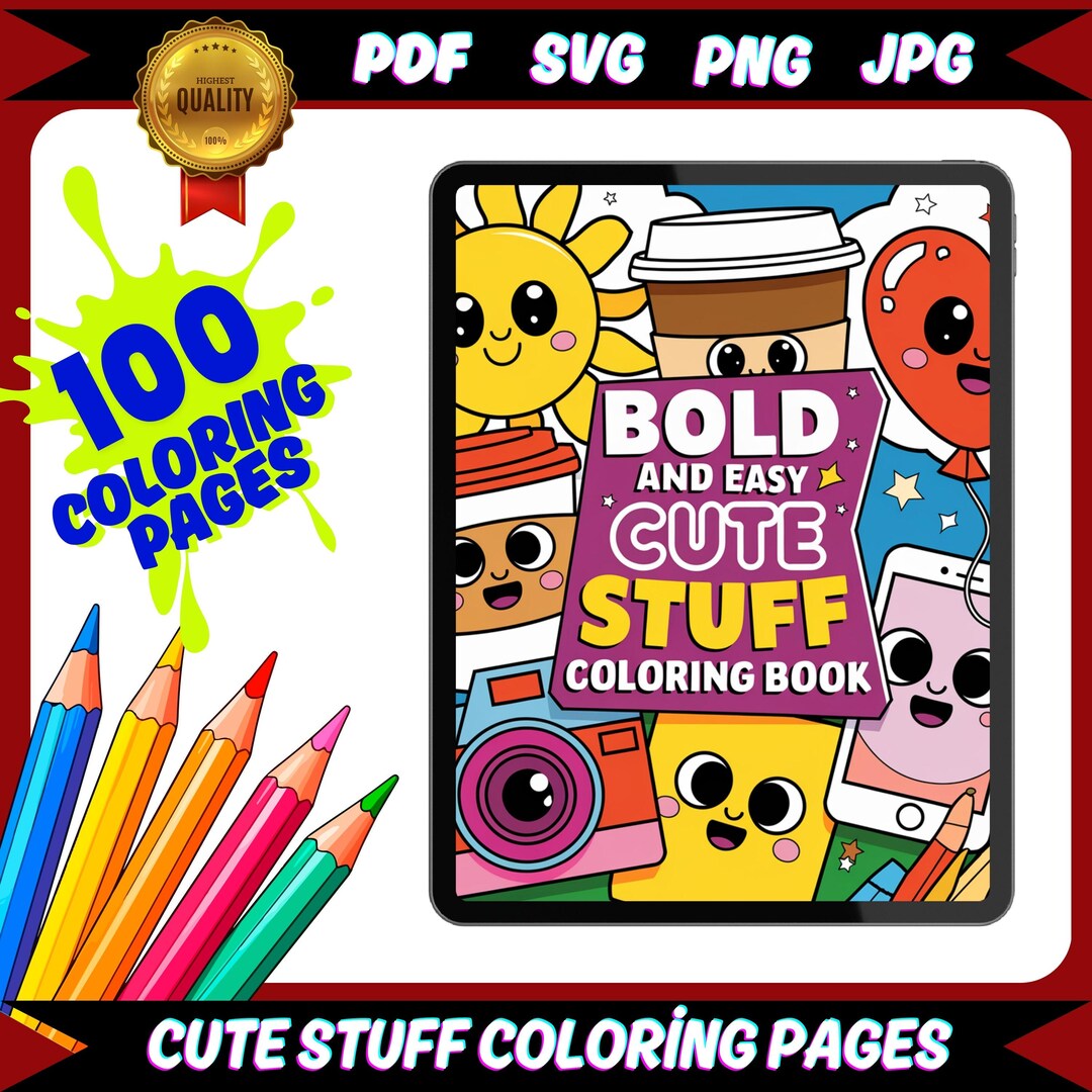 Cute Stuff Coloring Pages – Kawaii Doodles, Fun Objects, Adorable ...