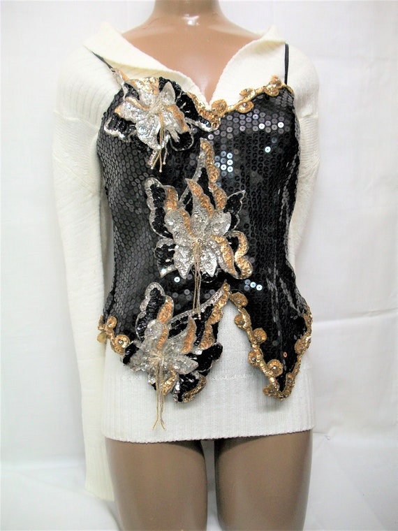 Vintage Corset Costume Corset Sequin And Beaded Cor… Gem