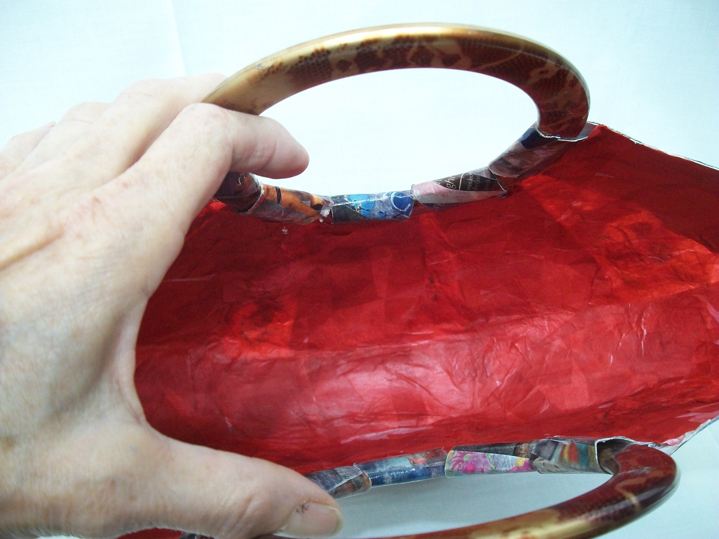 Handmade Paper Mache Purse, Handmade Mix Media Art Purse, Paper Mache ...