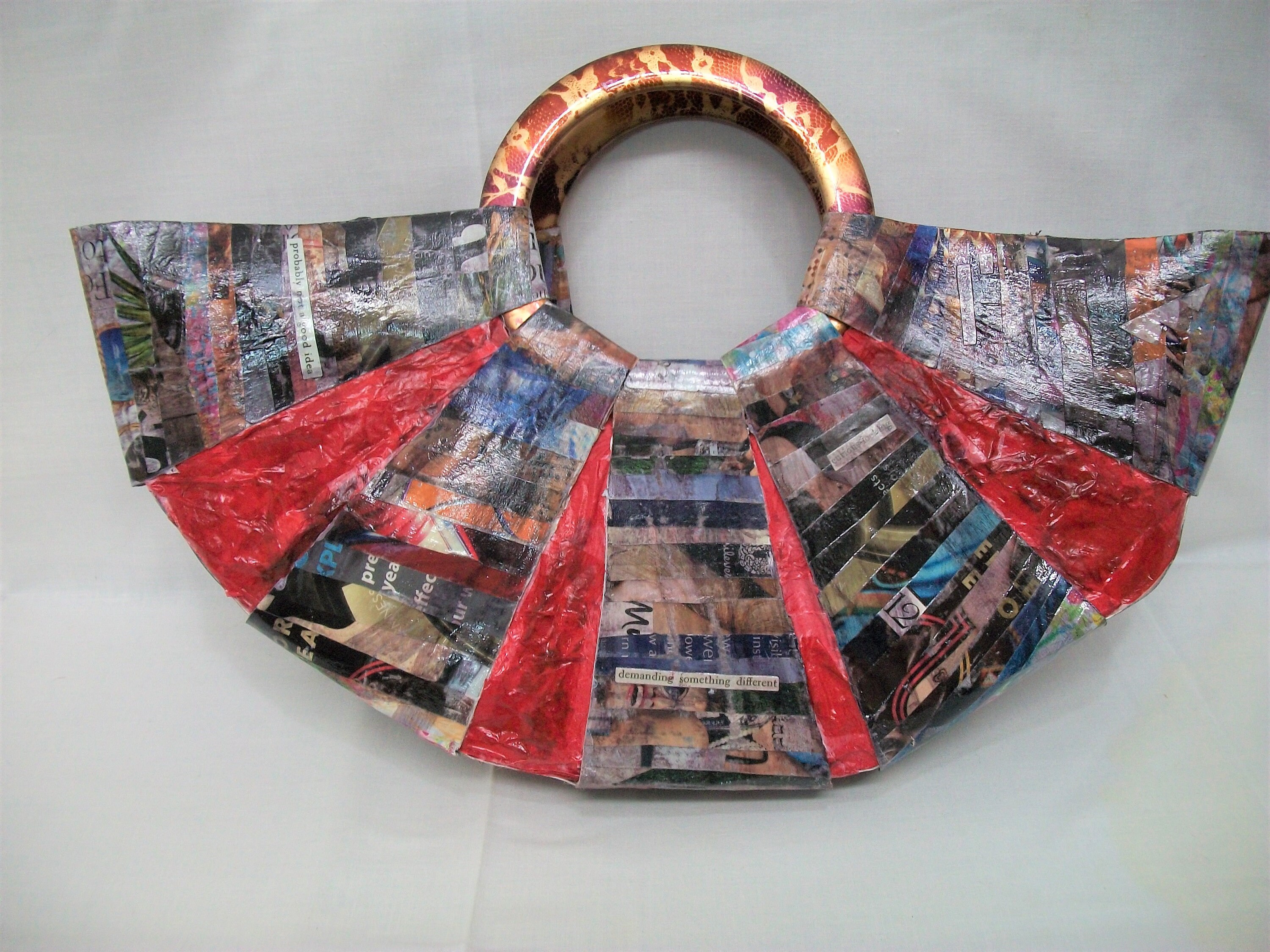 Handmade Paper Mache Purse, Handmade Mix Media Art Purse, Paper Mache ...