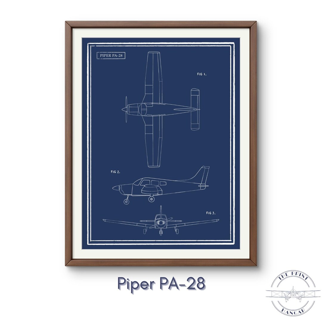 Piper PA 28, Blue | Airplane Wall Art, Aviation Poster, Airplane Decor ...
