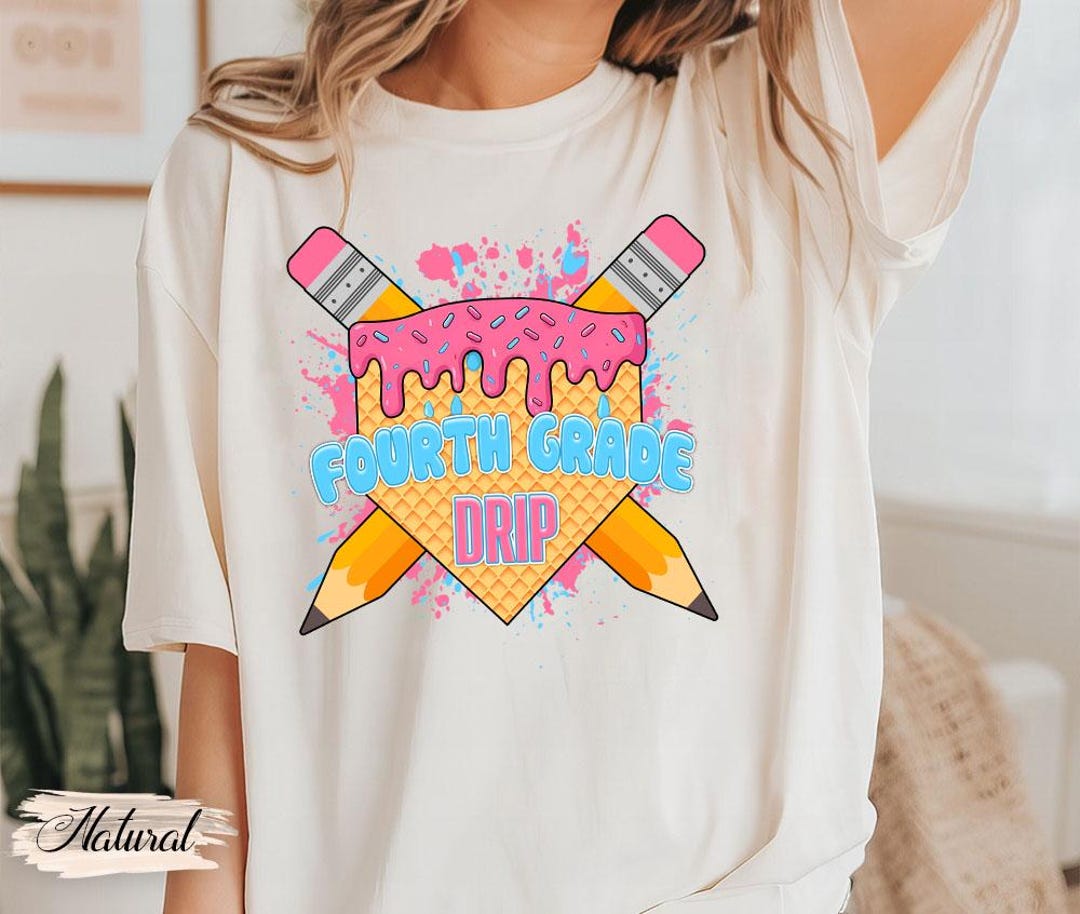 Back to School Fourth Grade Drip Baseball Ice Cream Pencil Shirt, Funny ...