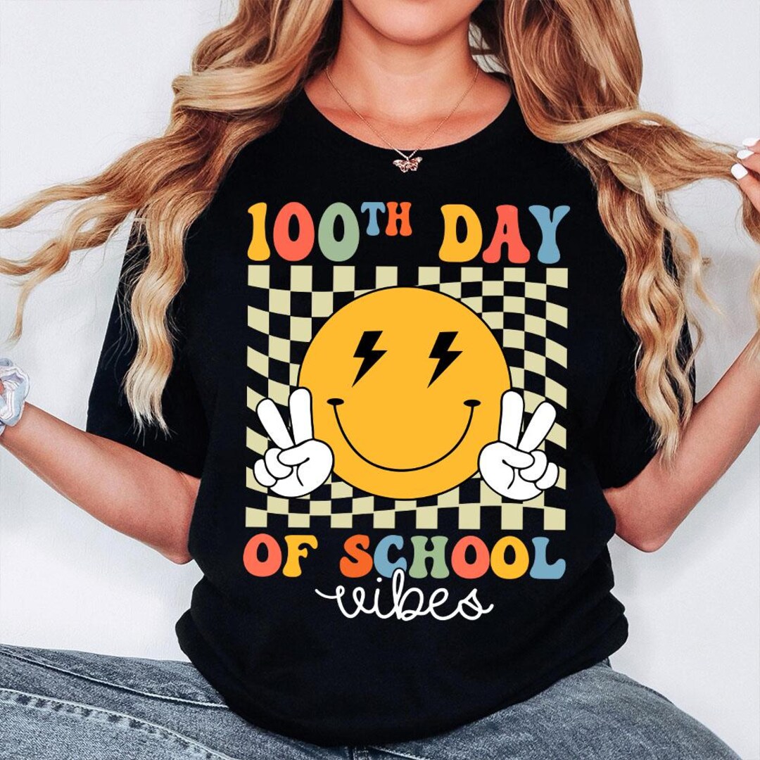 100th Day of School Vibes Cute Smile Face 100 Days of School Png ...
