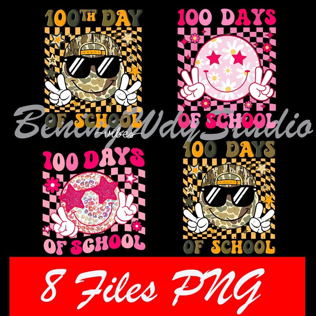 5+ 100th Day of School Vibes Cute Smile Face 100 Days of School Bundle ...