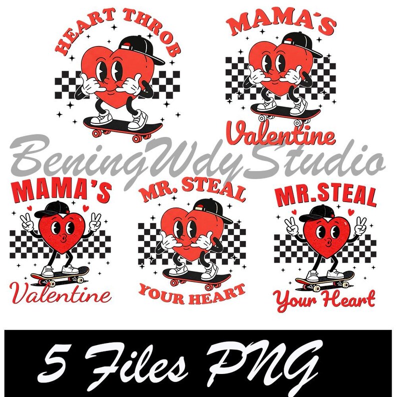 5+ Files Retro Groovy Heart Throb Valentines Day Toddlers Boys Kids ...